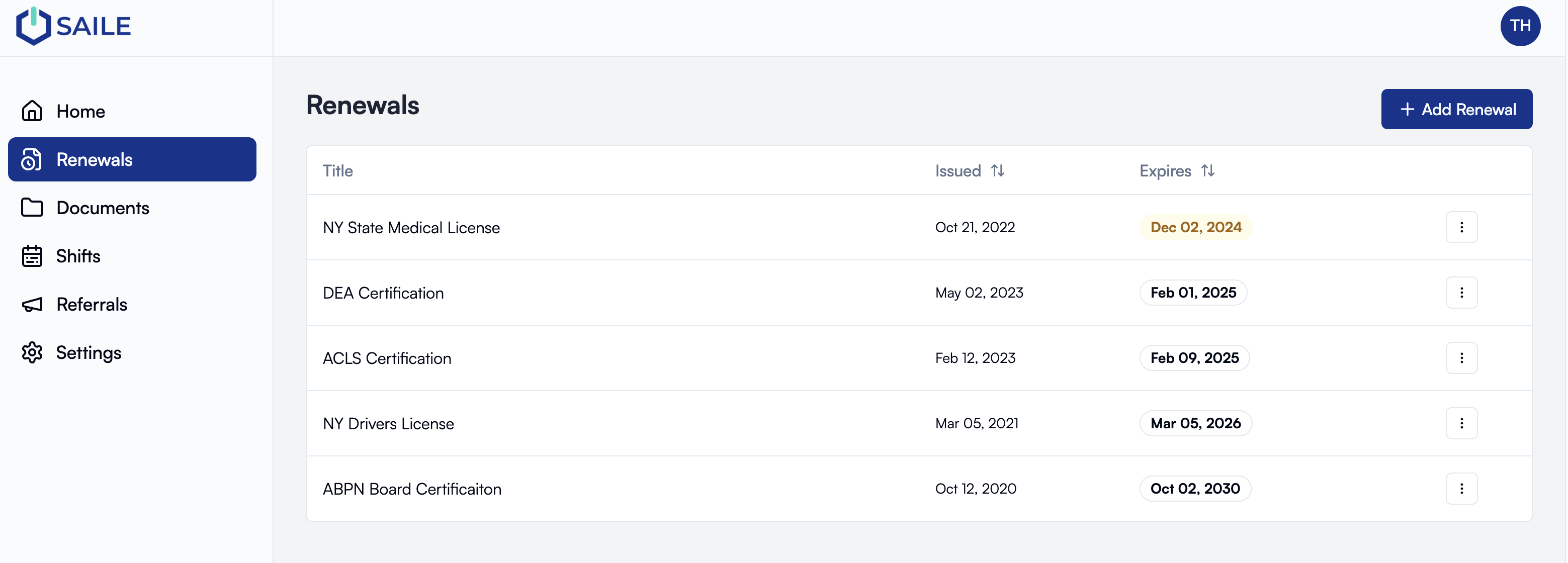 Saile: Healthcare Shifts